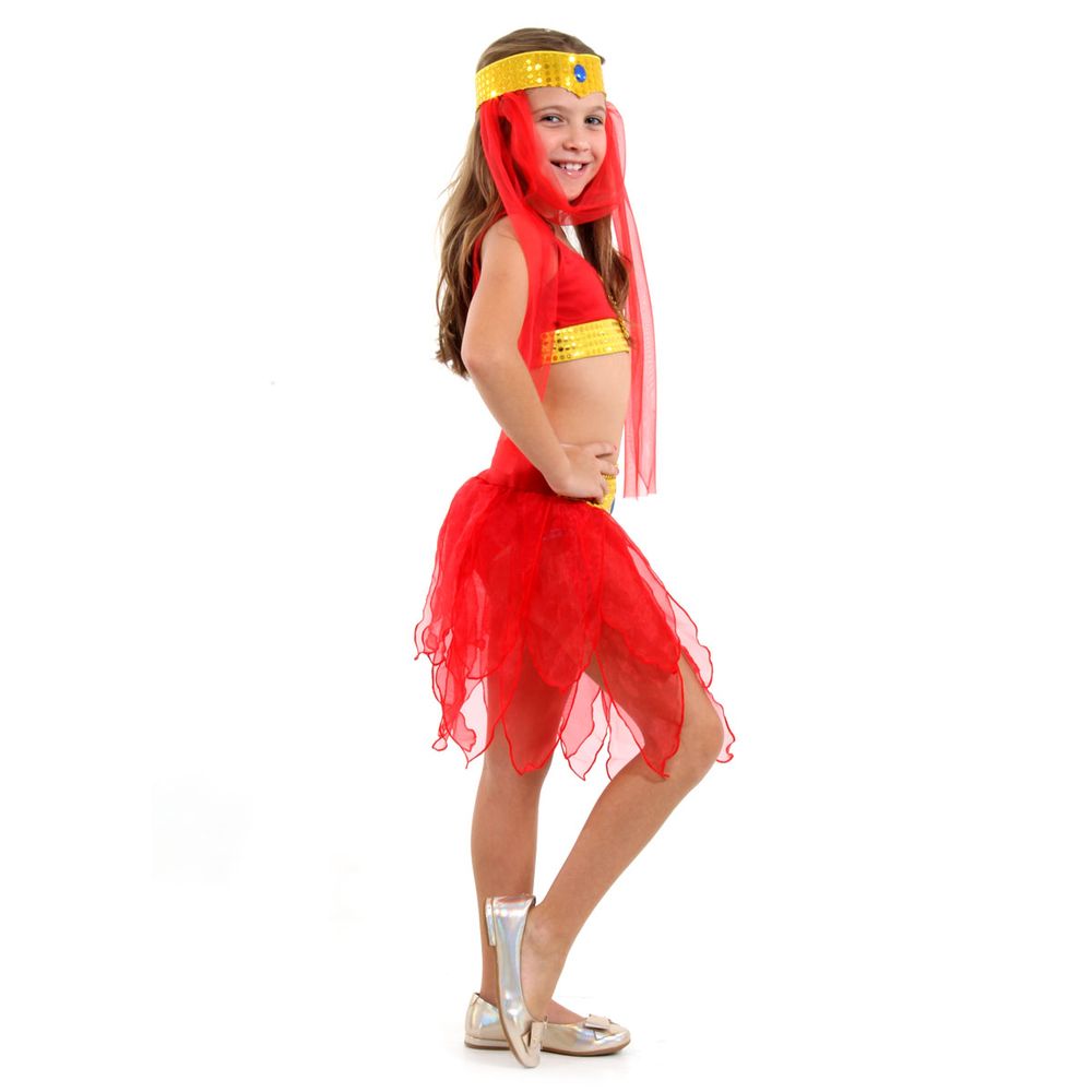 Fantasia Odalisca Vermelha Infantil - Carnaval - Abrakadabra