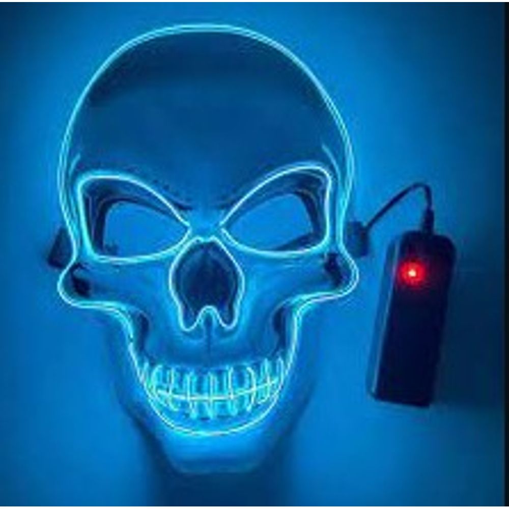 Máscara Noite de Crime c/ Led Azul Neon - Caveira - Abrakadabra
