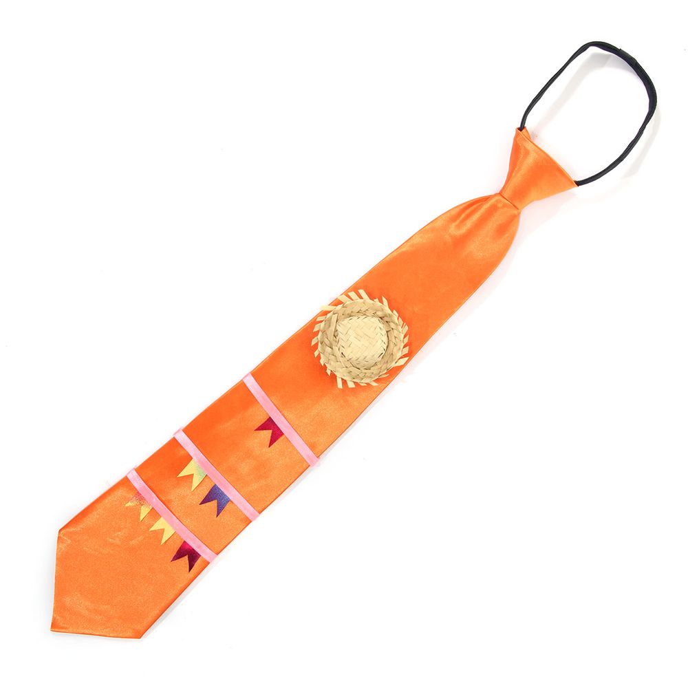 Gravata Junina Decorada 30 cm Laranja Adulto - Festa Junina - Abrakadabra